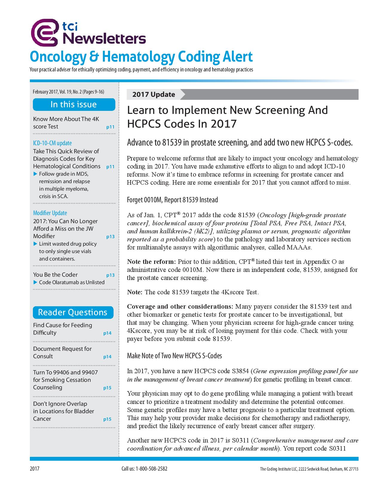 Oncology & Hematology Coding Alert Magazine Subscription | Renewal | Gift