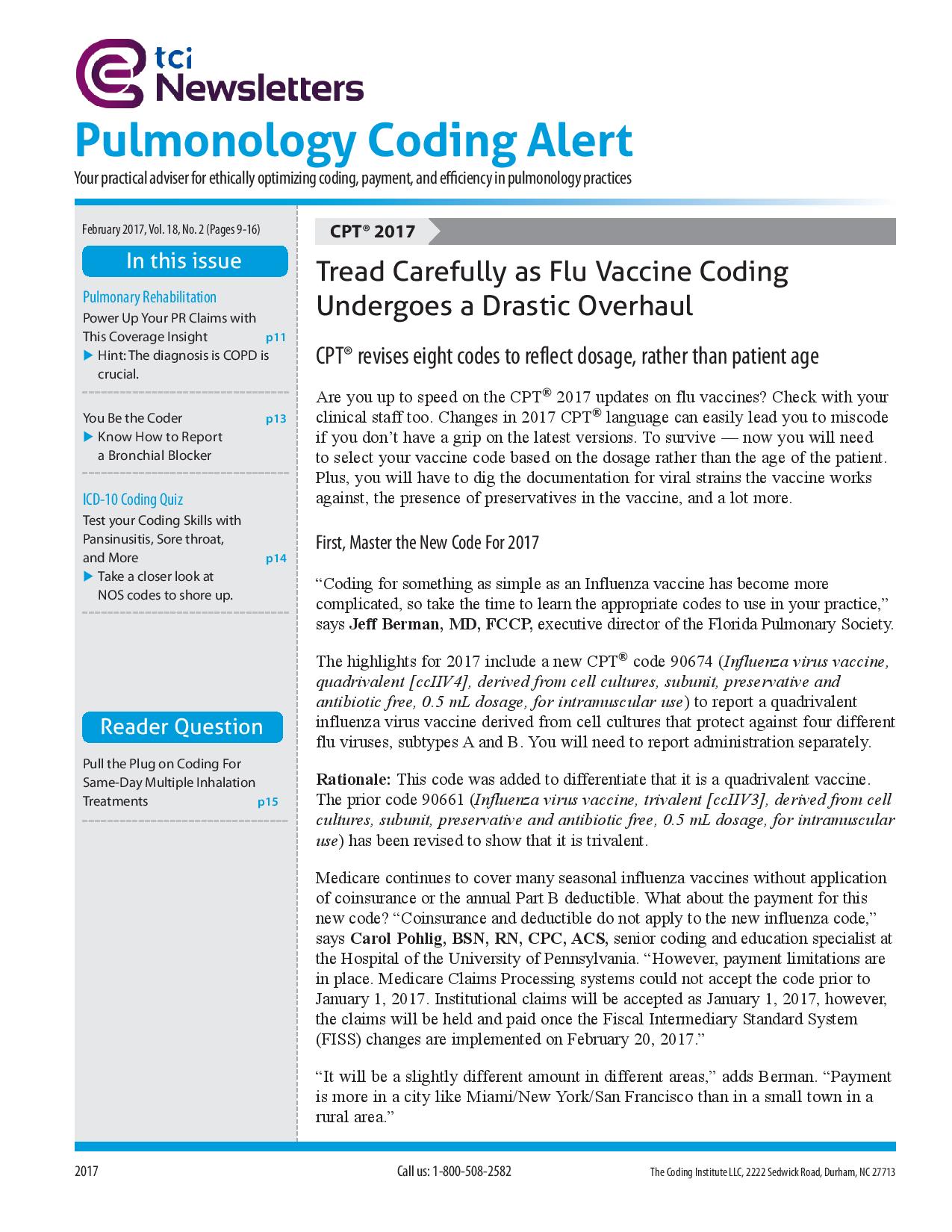 Pulmonology Coding Alert Magazine Subscription | Renewal | Gift